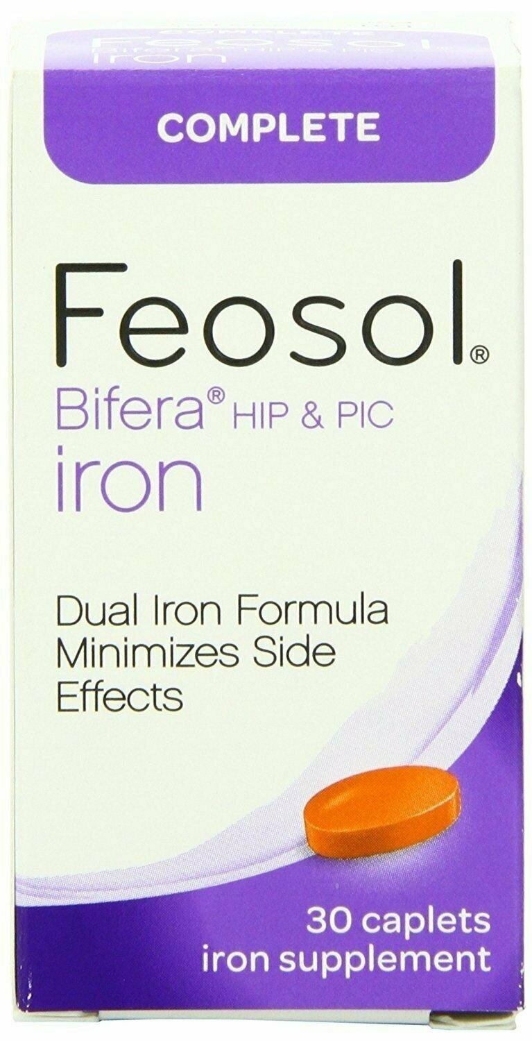 Feosol Bifera Iron Supplement Hip & Pic Dual Iron Formula Caplets 30ct ...