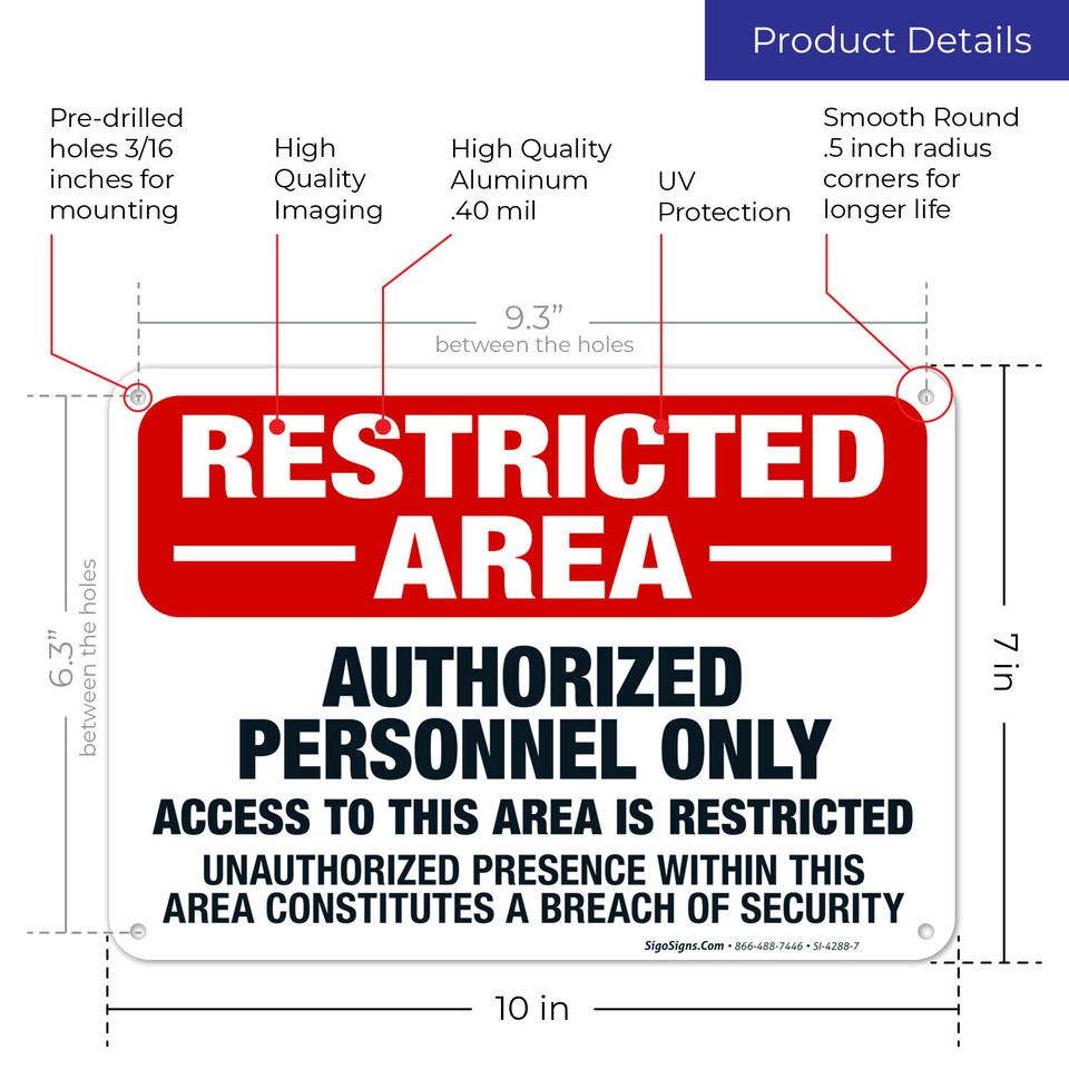 Restricted Area Authorized Only Access To This Area Sign, OSHA Danger ...