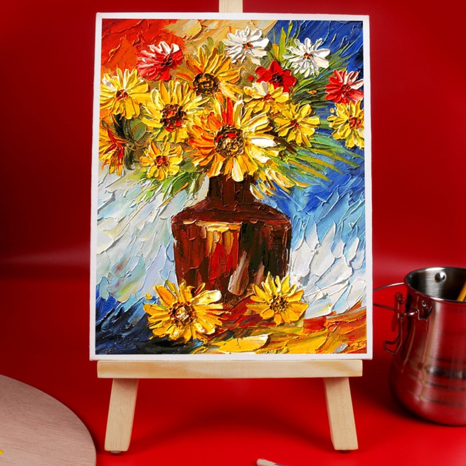 4pcs Square Cotton Wood Oil Painting Canvas Solid Wood Artist Stretched ...