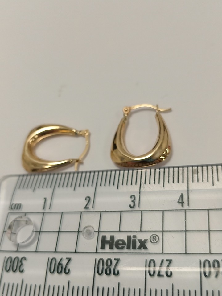 9ct Yellow Gold Teardrop Hoop Drop Earrings 1.5cm Drop 0.55g Weight ...