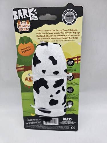 Bark Box Super Chewer Dog Toy MAD COW - RIP & REVEAL Squeaker Hidden ...