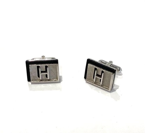 Vintage Initial H Black and Silver Layered Design Cufflinks | eBay