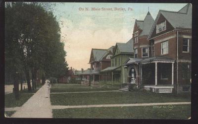Postcard BUTLER Pennsylvania/PA North Main Street Houses/Homes view ...