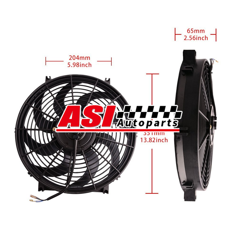 14 INCH THERMO FAN CURVED BLADE 12V 1730 CFM HIGH OUTPUT PUSH/PULL ...