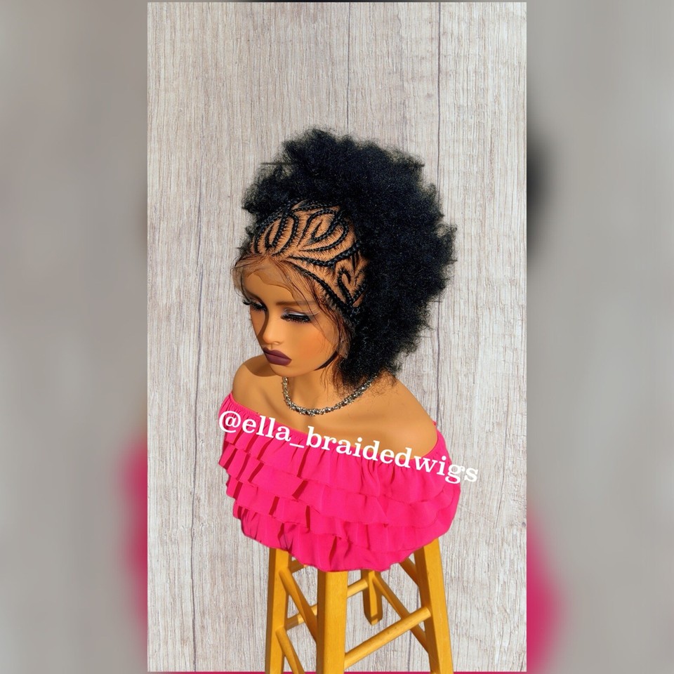 Ready To Ship Afro Kinky Conrow Front Conrow Wig Braided Wigs For Black ...