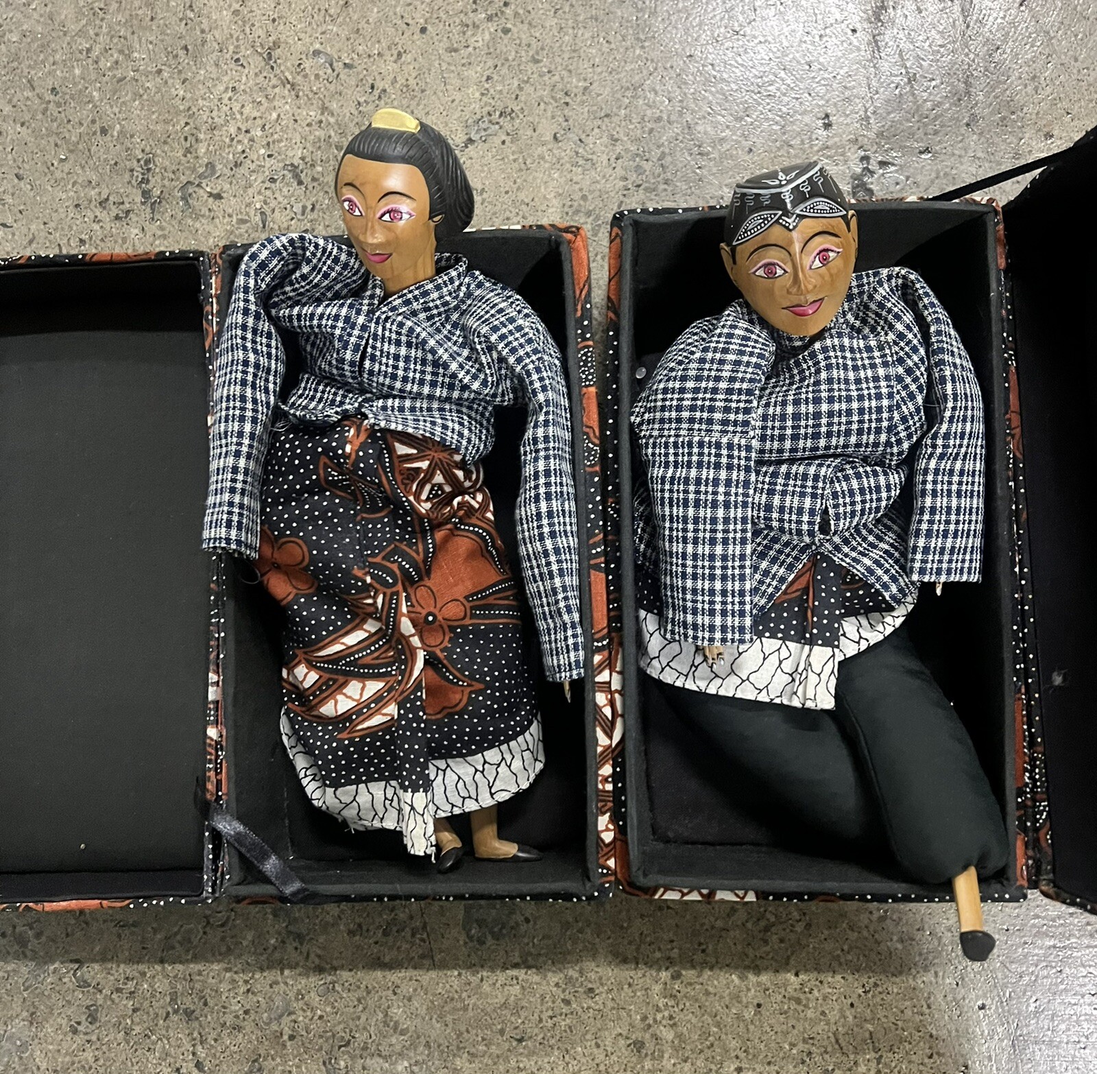 Pair Of Indonesian Hand-Carved & Painted Wood Puppets | eBay