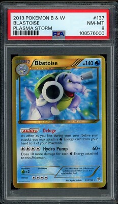 Pokemon PSA 8 Blastoise 137/135 Black & White Plasma Storm Secret Rare ...