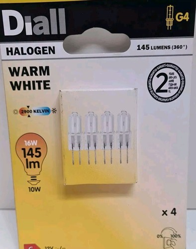 16w/145Lm 4 Pack Diall G4 HALOGEN 10W WARM WHITE DIMMABLE 12V bulbs/lam ...