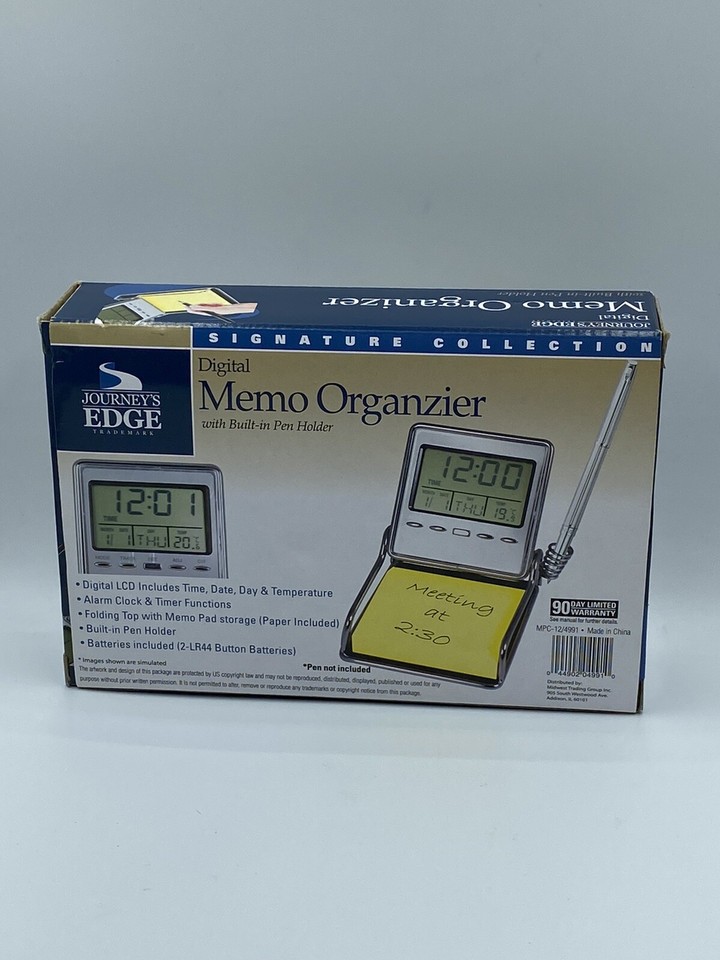 Memo Organizer, Digital LCD Features Time, Date, Day and Temperature ...