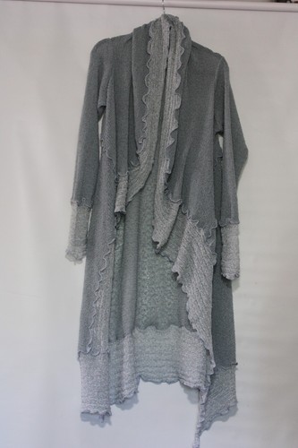ladies lagenlook lacy knit long dipped hem jacket - free size | eBay