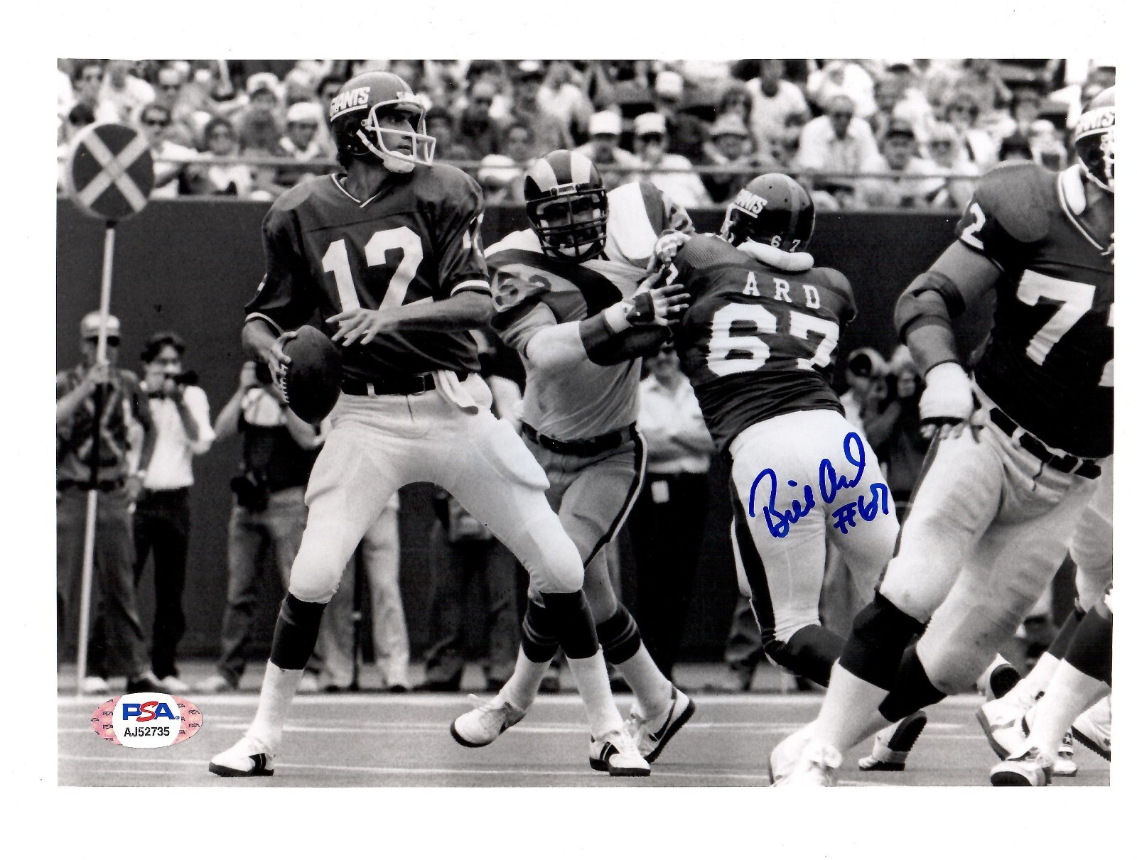 Bill Ard autographed signed 8x10 photo NFL New York Giants PSA COA | eBay