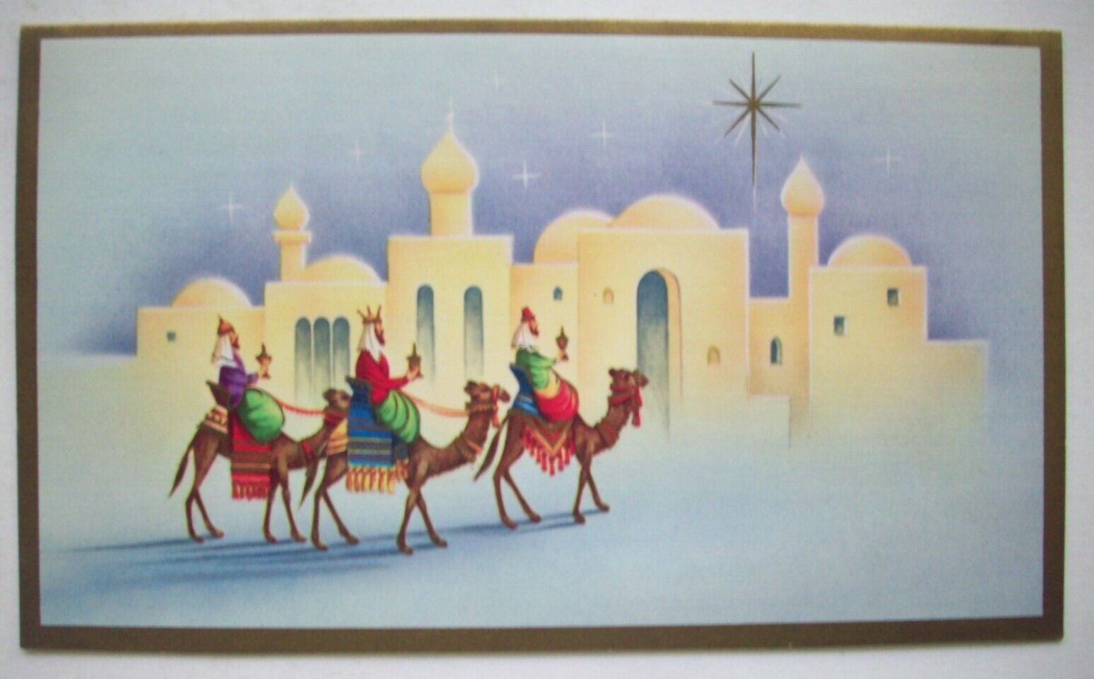 Wiseman 3 Kings bearing gifts by Bethlehem vintage Christmas greeting ...