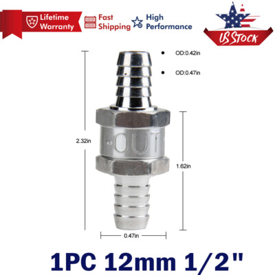 12mm 1/2 Inch Inline Check Valve Fuel Diesel Liquid Oil Air One Way Non ...