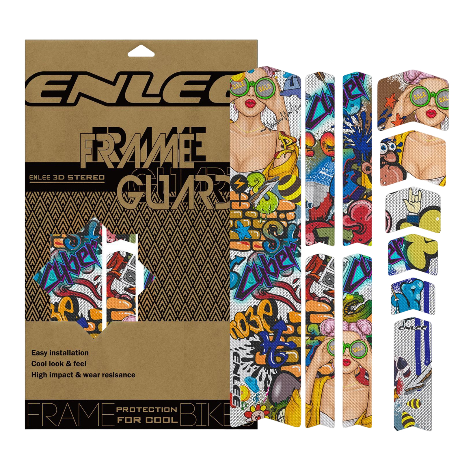 3D MTB Bicycle Protective Decal Stickers Mountain Bike Frame Film ...