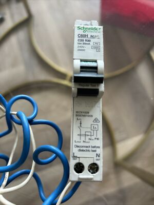 Schneider C60H RCBO 30mA 32A, 20A, 16A, 10A , 6A Type C 10K ! Live ...