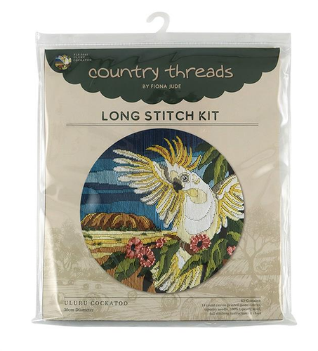 Country Threads Long STITCH KIT Uluru Cockatoo Round 30cm Tapestry ...