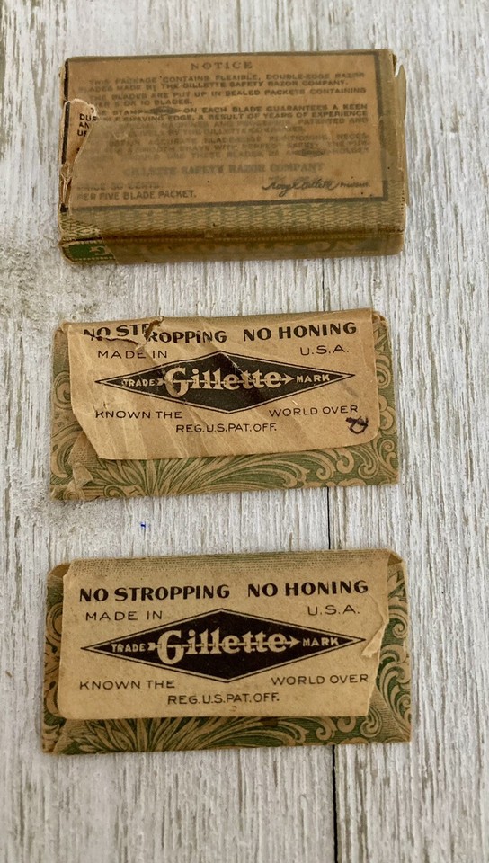 Antique Gillette Razor Blade Box and Blades - Vintage Bathroom and ...