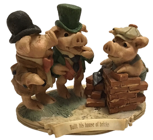 Vtg 3 Little Pigs Figurine Built His House of Bricks 232/3500 United ...