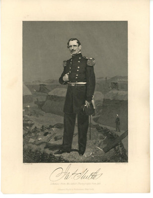 8x10 Original Engraving Civil War Union General James Shields by Alonzo ...