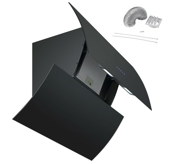 Cookology Prem900bk 90cm DESIGNER Extractor Fan in Black With Ducting ...