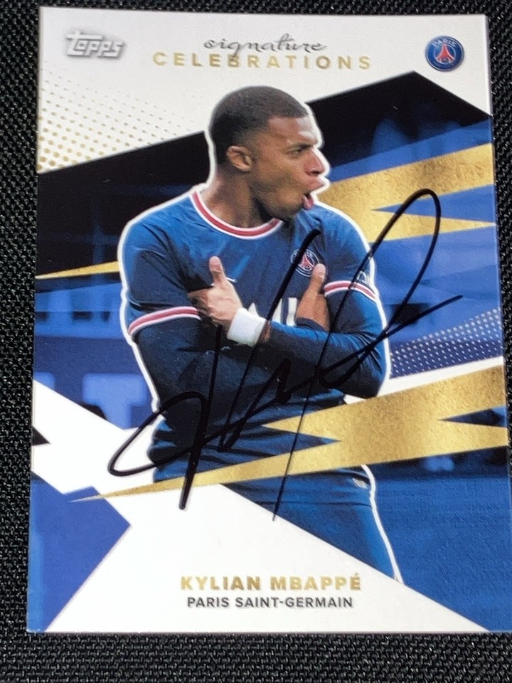 Kylian Mbappe Hand Signed Autograph PSG Topps Signature Celebrations ...