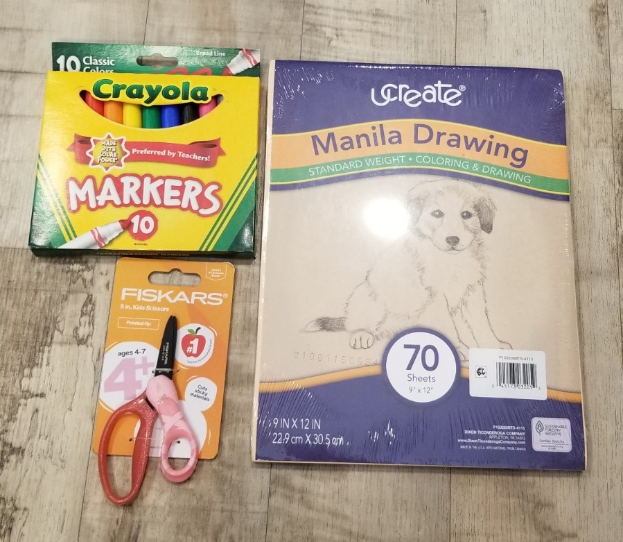 Lot Of Crayola Markers Fiskars Scissors Manilla Paper School Supplies ...