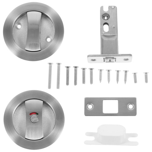 Pocket Door Lock Hardware Kit Privacy Indicator Lever Knobs Locking | eBay