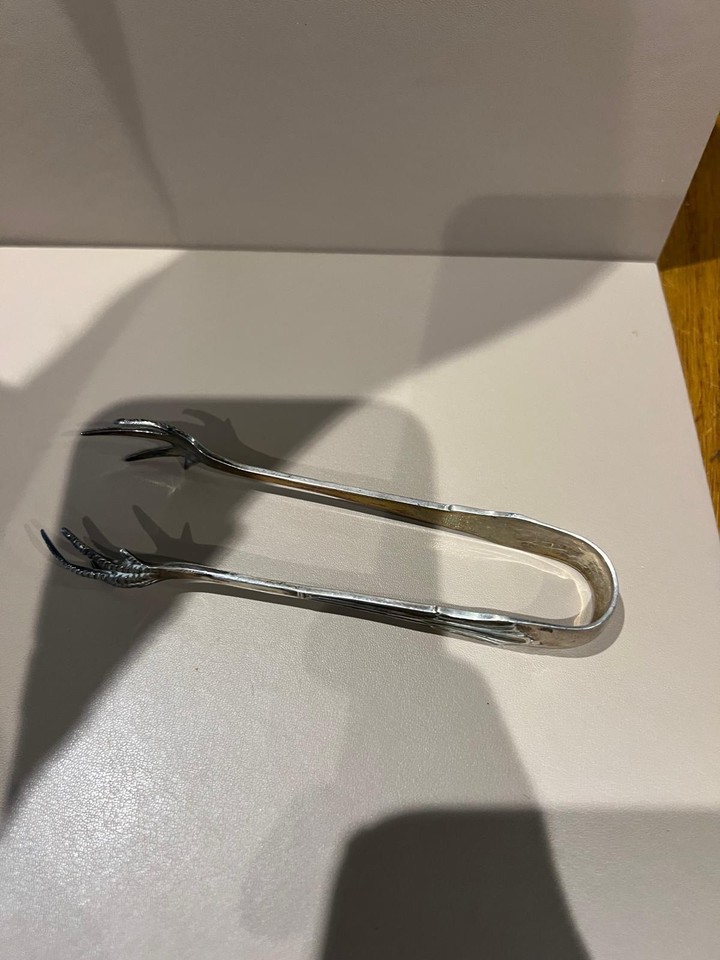 Antique Solid Silver Sugar Tongs, Pheasant Feet Rare Hallmarked heavy ...