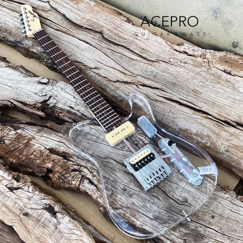 Acepro Colorful LED Light Electric Guitar Acrylic Body Crystal Guitar ...