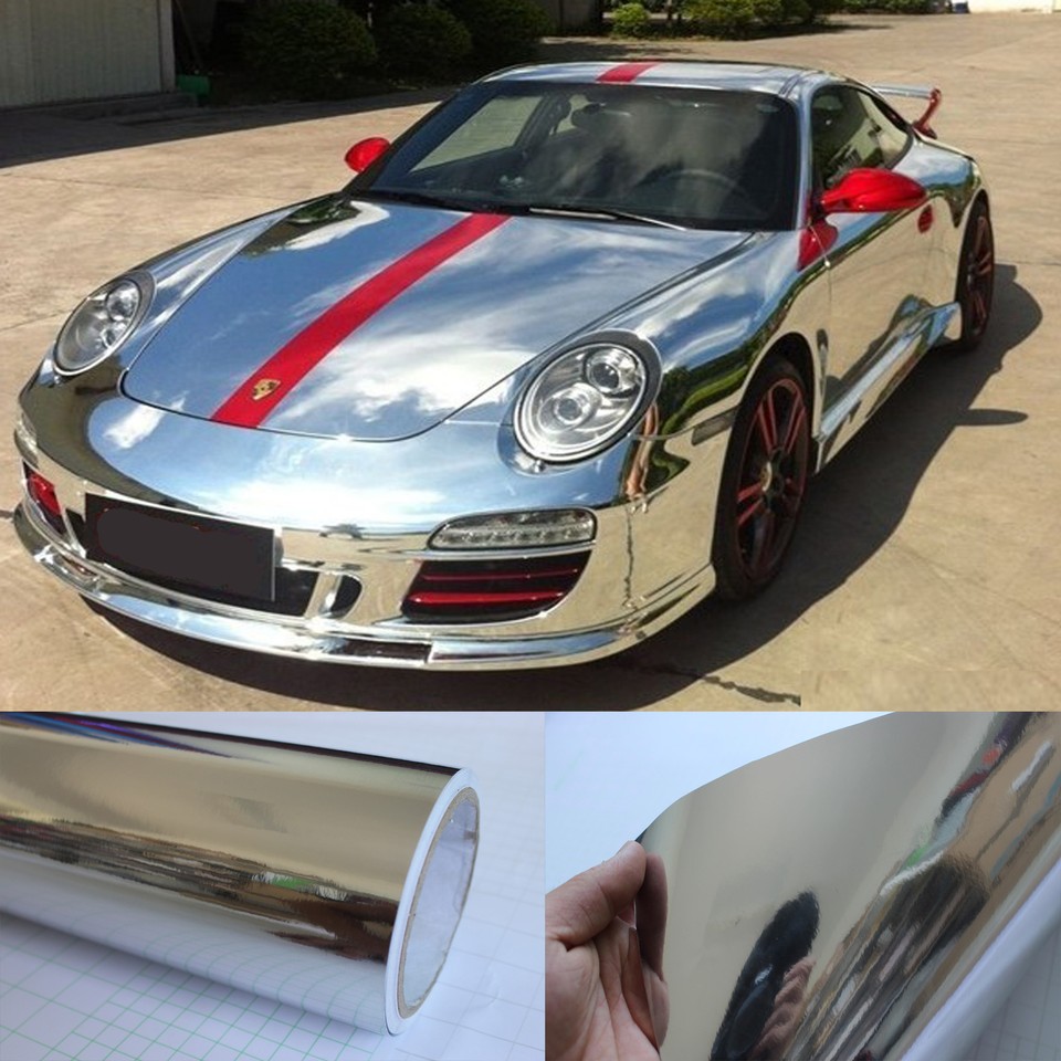 Silver Mirror Chrome Wrap Metallic Gloss Car Vinyl Strip Sticker ...