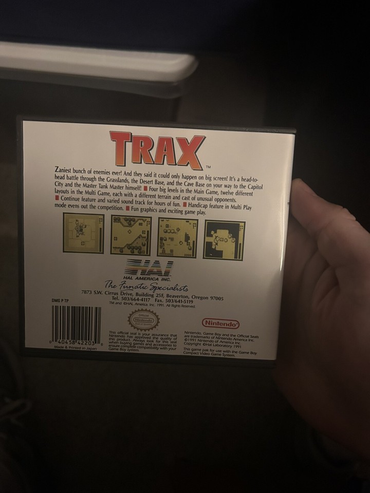 Trax (Nintendo Game Boy, 1991) Rare USA Version Authentic (Tested) With ...