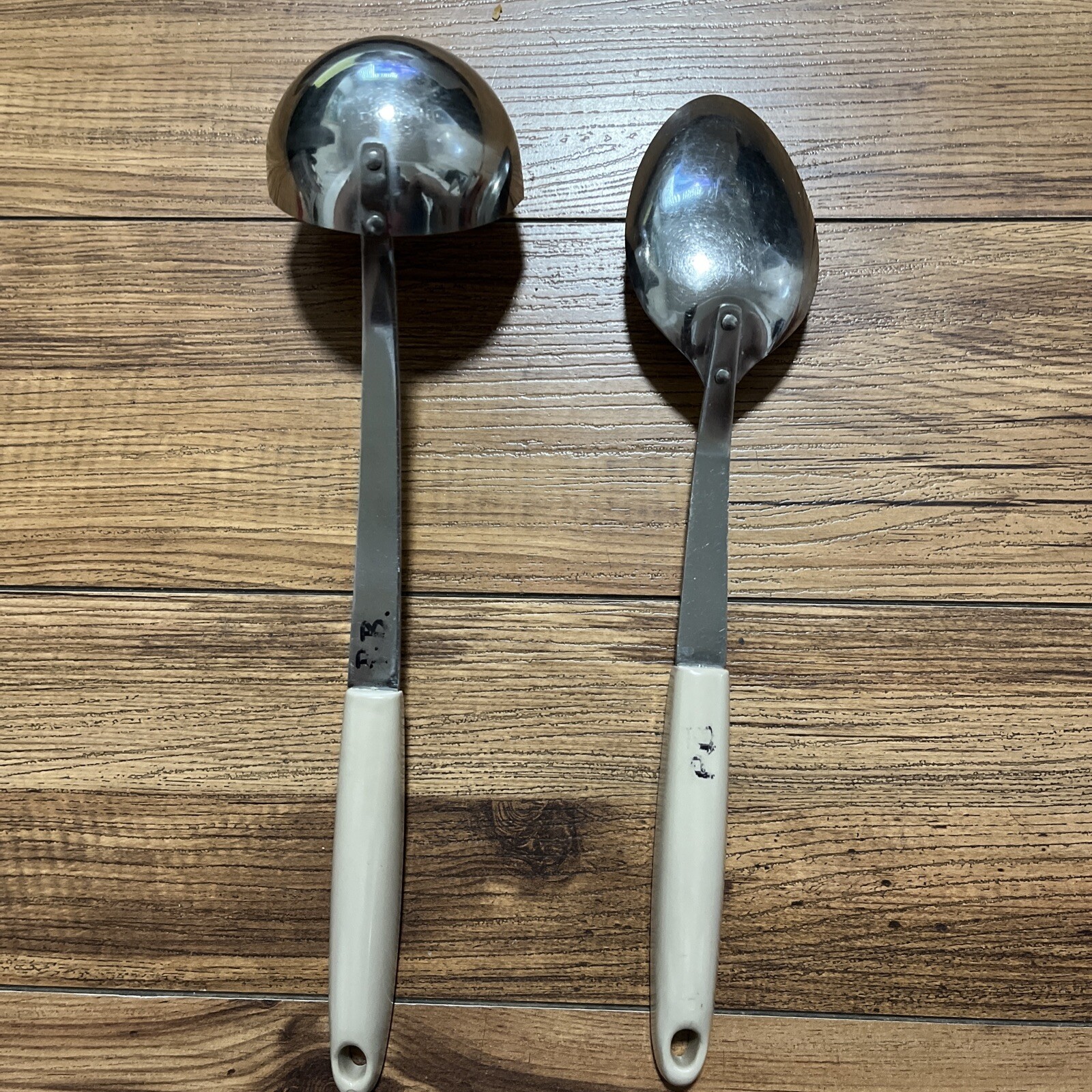 Vtg Lot Of 2 Ekco Flint Utensils Serving Soup Ladle & Solid Spoon Cooking Wheat | eBay