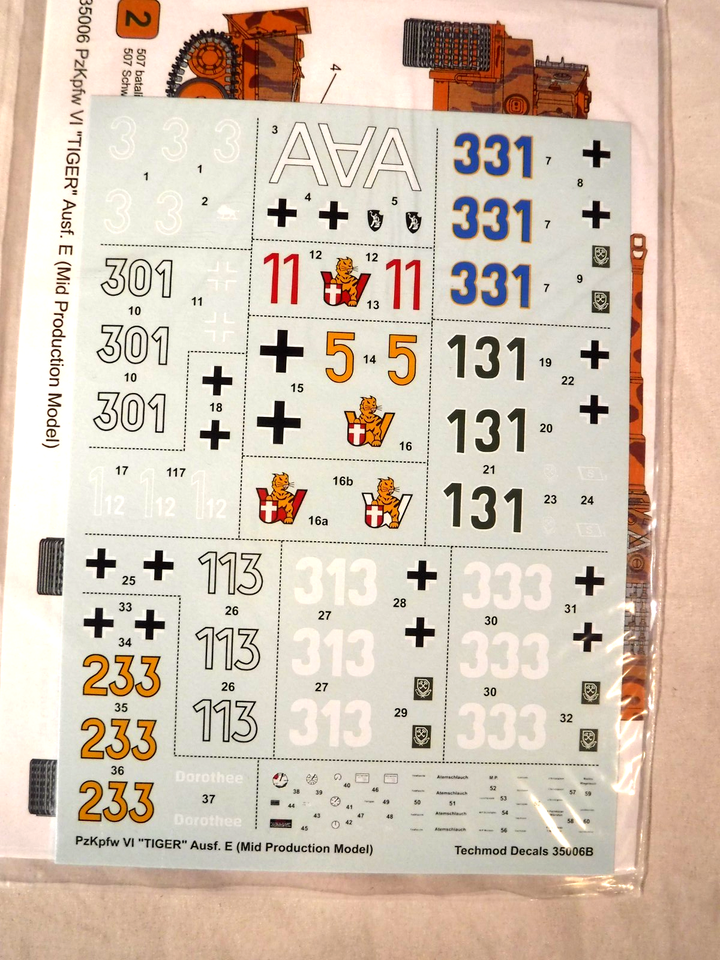 1/35 Techmod Decals Panzer VI Tiger I Ausf E Mid Prod Model # 35006 | eBay