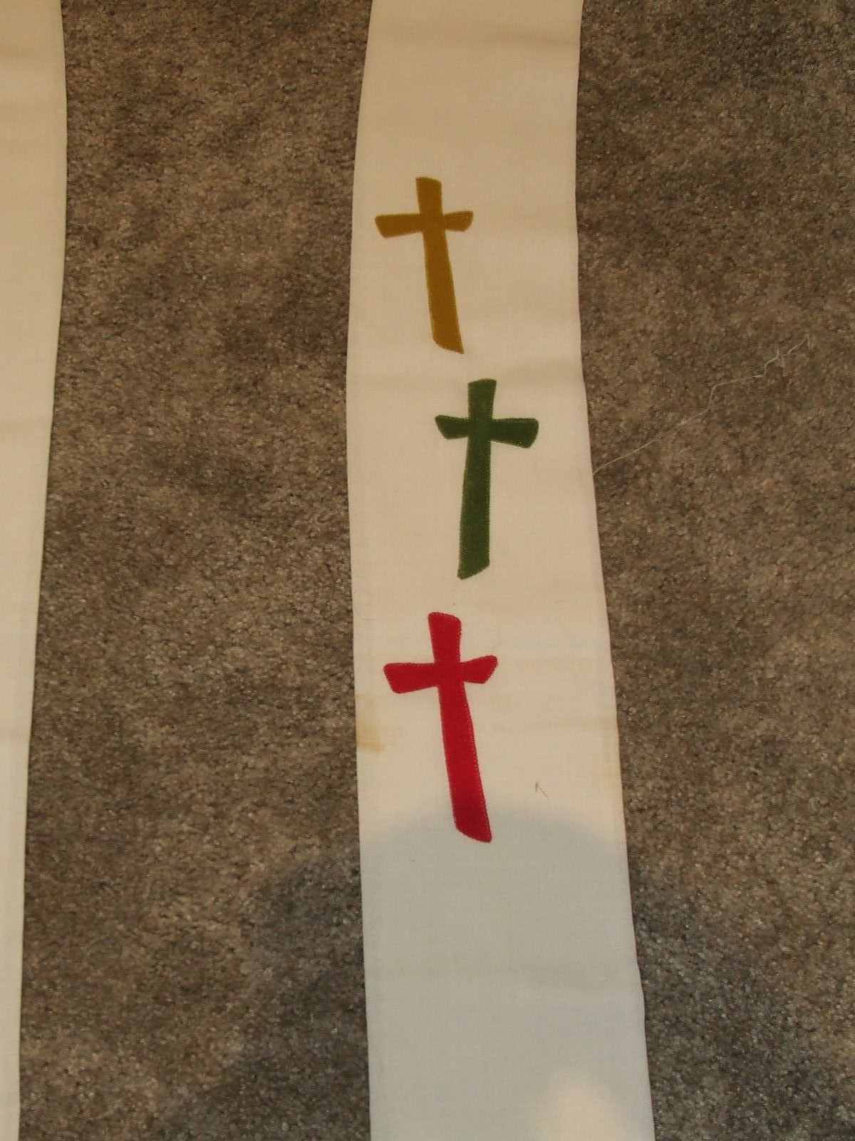 Vintage Franciscan Monastery Priest's White Vestment Sash with Colorful ...