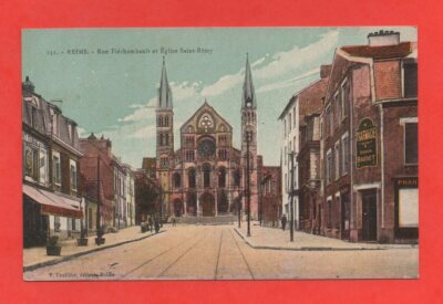 REIMS - Rue Fléchambault et l'église Saint Rémy (E1512) | eBay