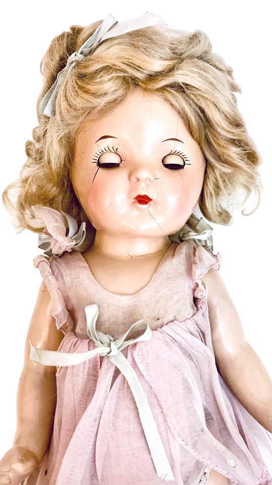 Vintage 1930s Shirley Temple Style 15" All Composition Doll In Adorable ...