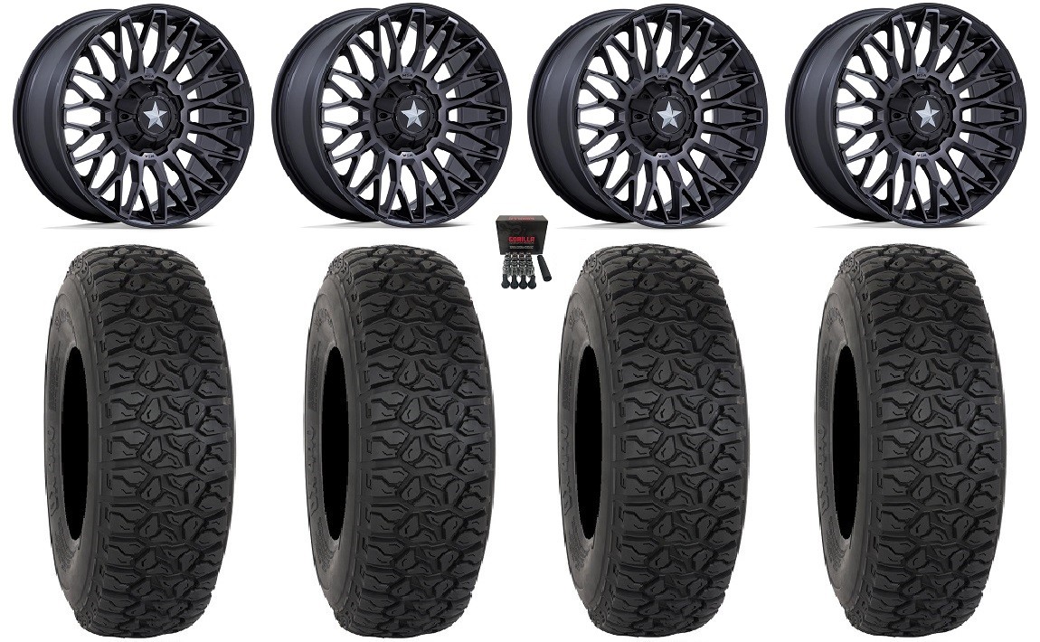 MSA Clubber 15″ Wheels Black DDT 33″ DX440 Tires Textron Wildcat XX ...