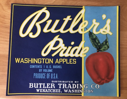 Butler's Pride Brand Apple Crate Label - Wenatchee - Blue/Lt Blue - One ...