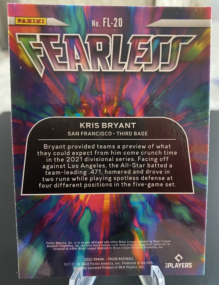 2022 Panini Prizm Kris Bryant FEARLESS Purple Paralell #FL-20 - Rockies ...
