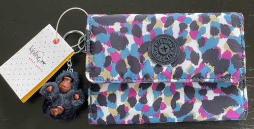 NWT Kipling PIXI Blended Geos Multi Snap Medium Trifold Wallet Nylon ...