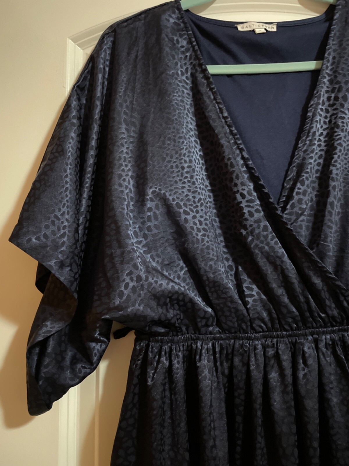 Baltic Born Savannah Maxi Kimono Satin Dress Tonal Leopard Print Navy ...