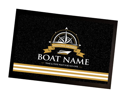 Personalised boat Mat - Black - Yacht Sailing boat - 60x40cm Door mat ...