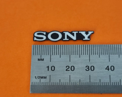SONY ALLOY BADGE SPEAKER STICKER EMBLEM 33mm x 6mm set of 2 adhesive ...