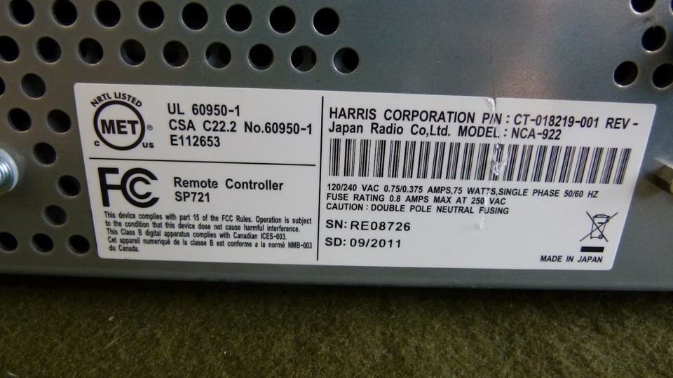 Harris SP721 Remote Desktop Controller P/N: CT-018219-001; NCA-922 | eBay