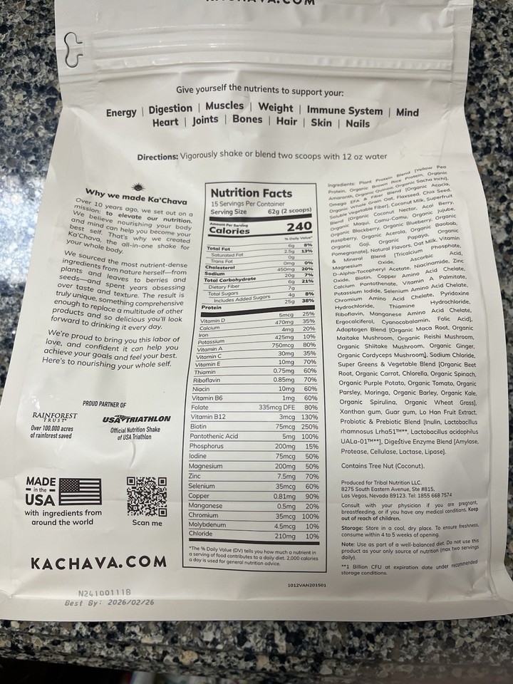 KA’CHAVA VANILLA THE ALL IN ONE NUTRITION SHAKE 32.80 Oz NEW Kachava | eBay