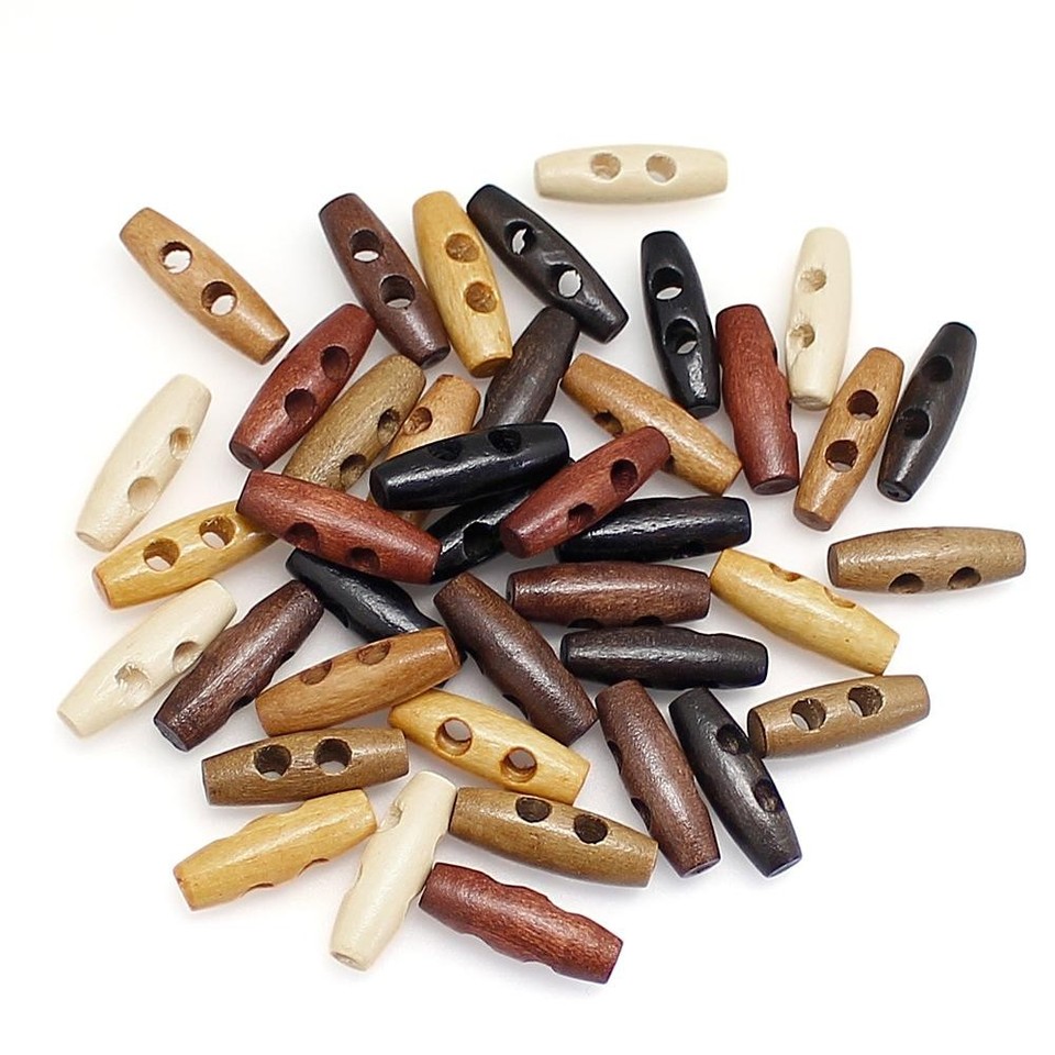 15 Pcs/lot 30mm Wooden Toggle 2 Holes Coat Buttons for Clothing Sewing ...