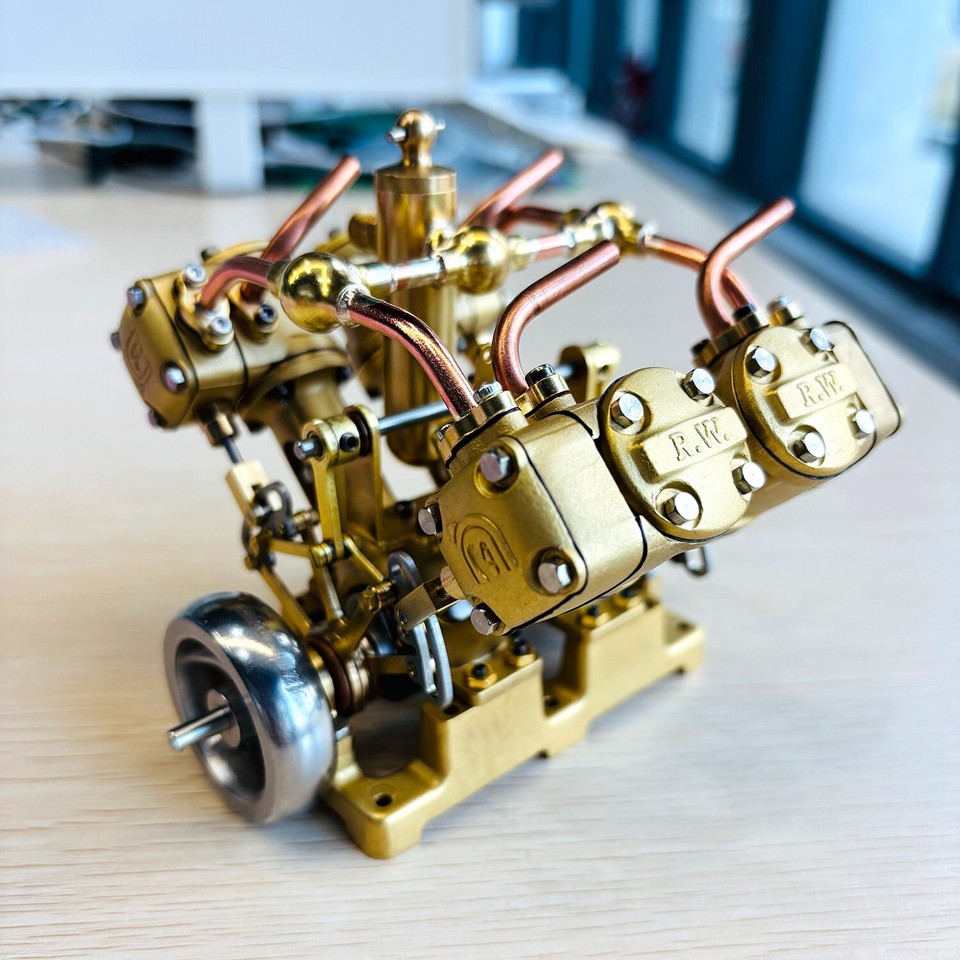 V4 Brass Steam Engine CNC 0.05HP 2800RPM - High-Torque RC Boat ...