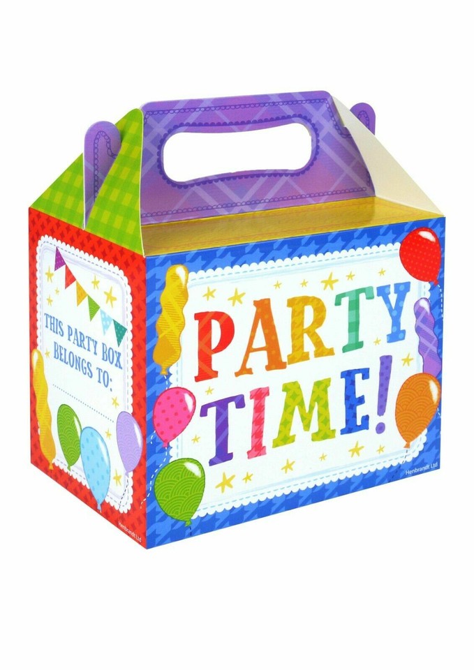 6 x Childrens Kids Themed Party Boxes Carry Food Meal Box Birthday Gift ...