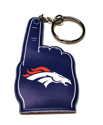 DENVER BRONCOS NFL KEYCHAIN WERE #1 FINGER PUPPET FOAM-LINED VINYL 2 ...