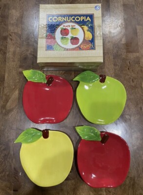 NIB Cornucopia Apple Plates Set | eBay